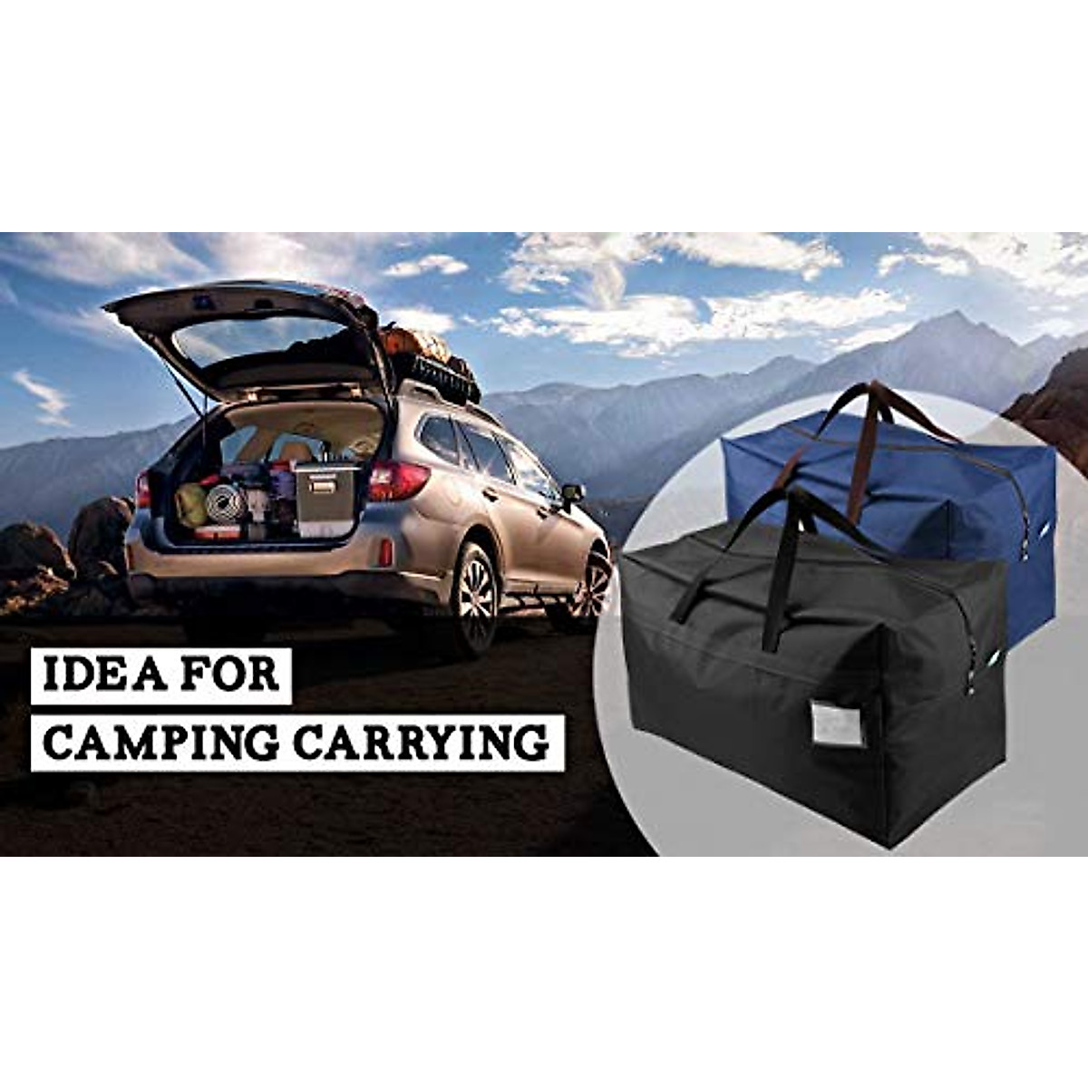 iwill CREATE PRO 100L Oversize Ornament Water Resistant Tote Storage Bag with Carry Handles, Compatible with IKEA Frakta Carts, Black