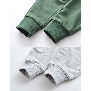 HUAER& Baby Boy's Jogger Pants Dinosaur Car Animal Print Drawstring Elastic Sweatpants (1-Pack 2-Pack) (Dark Green + Light Gray, 4T)