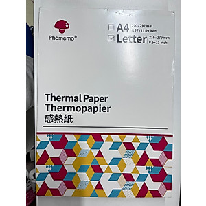 Phomemo US Letter Thermal Paper, Advanced Thermal Printing, Phomemo Thermal Paper for M08F-Letter, Brother PocketJet PJ762/PJ763MFi, HPRT MT800/MT800Q Printer, Size 8.5" x 11", 100 Sheets