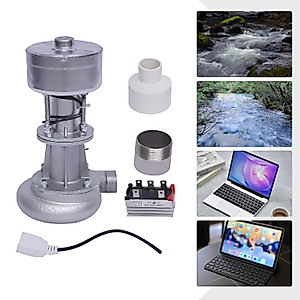 Micro Hydroelectric Generator, 110V 500W High Power Portable Micro Hydro Power Station Water Turbine Generator 0.5Gal/s Water Flow With Monitoring For Outdoor (Silver)