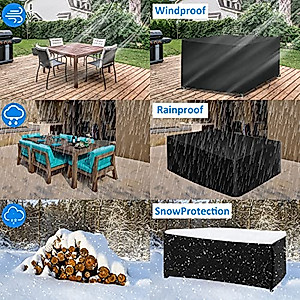 WANOCEAN Patio Furniture Covers Waterproof, Patio Table Cover Rectangle Outdoor 110" L X 83" W X 28" H 420D Oxford Fabric Dustproof with Storage Bag, Fits for Dining Square Table Sofa and Chair