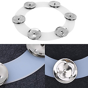 Drum Cymbals Hi Hat Tambourine Stainless Steel and Rubber Hi Hat Tambourine with Two Color for Drum Set Performance(Silver)