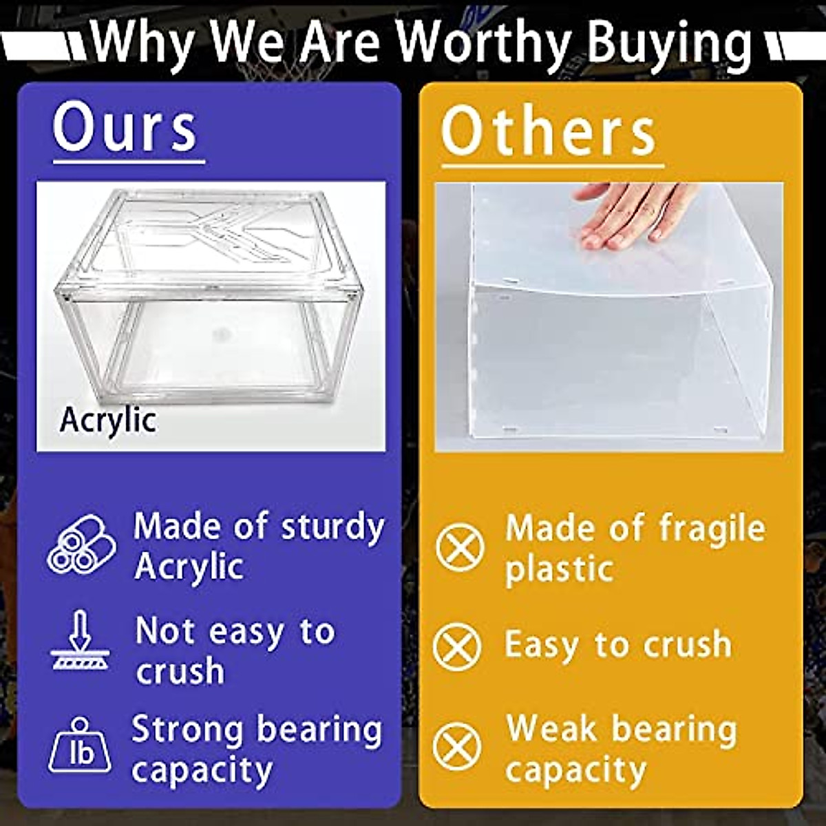 Clear Shoe Box Stackable 3 Pack of Fully Transparent Sneaker Display Storage Box for Men Women, Shoe Boxes Container with Lids, Shoe Organizer for Closet, Acrylic Boxes for Display - Large Size 14.2'' X11'' X8.7''