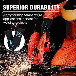 DuraTech Mig Welding Machine, 140 Amp Stick Welder Tig Welder Flux Core Mig Welder 3 IN 1 with DURATECH Welding Gloves, 16″ Fireplace Gloves