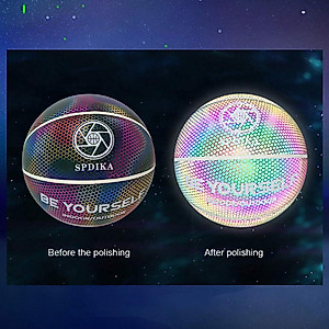 AOZBZ Glow Basketball NO.7 Holographic Basketball Glow in The Dark for Night Sports Kids Gifts, with Ball Bag, Inflator, Ball Needles