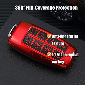 HIBEYO Key Fob Cover for Genesis G80 GV80 G70 GV70 2021 2022 Soft TPU Key Shell Case with Keychain Car Accessories Replacement Smart Remote Key 8 Button-Silver