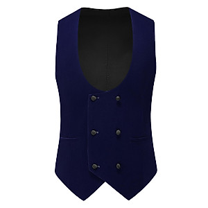 Mens Velvet 3 Piece Tuxedo Suits Slim Fit Shawl Collar One Button Dinner Prom Jacket Vest Pants Suit Set Navy Blue