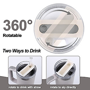 AIERSA 2Pcs Lid Replacement for Stanley Quencher Cup H2.0 30 oz Original Tumbler with Handle, Cup Lids for Stanley Cup Accessories