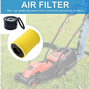 796031 Air Filter with 696854 Oil Filter Replaces for John Deere D100 D110 D125 D130 Fits for Husqvarna Yta22V46 Yth22V46 Yth24V48 Hu800Awd, BS 591334 492932 310000 Engine Lawn Mower