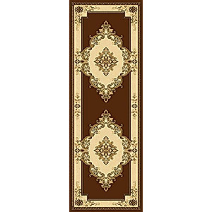 PlanetRugs Glamour Design 206 3D Hand Carved Traditional Rug Oriental Floral 7'9''x10'8'' Brown Chocolate