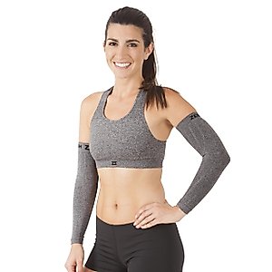 Zensah Compression Arm Sleeves - Made in USA, Thermal Arm Warmers for Cycling and Running with UV Sun Protection (Heather Grey, Large/X-Large)