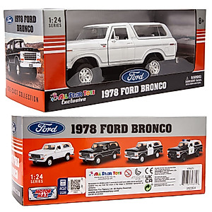 1978 Ford Bronco 1:24 Diecast Model Car White SUV SUT Truck Motormax All Star Toys Exclusive 79371