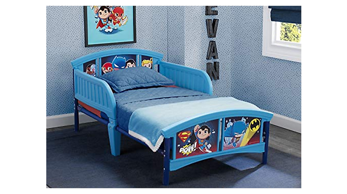 Delta Children DC Super Friends Toddler Bed with Superhero Graphics