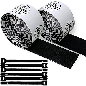 Crosby Pedalboard Grip Kit - 10 Feet (3m) of Heavy Duty Hook & Loop Tape Plus 6 Reusable Cable Ties for Guitar or Bass Pedal Board Mounting and Cable Management