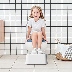 UNCLE WU Kids Step Stool - Lightweight and Easy to Clean - Bathroom Safety Bottom as Potty Training Stool - Slip-Resistant Surface1 Step Stool for Kids/Adult (Gray White)