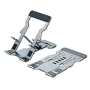 QiBok Aluminum Alloy Foldable Phone Stand, Portable Cell Phone Stand for Desk and Adjustable Height, Cell Phone Holder Cradle Dock Compatible Most of Phone