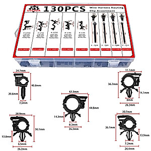 Car Wire Loom Clips 130PCS Car Automotive Harness Routing Clips Assortment Kits 9 Different Sizes Wire Loom Clips 40PCS Releasable Nylon Push Mounts Tie Wraps for Honda GM Mazda Jeep Wrangler Ford