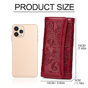 MEITRUE Women's Wallet Leather RFID Blocking Trifold Ladies Purse Embossed long Clutch Card Holder Phone Checkbook Organizer 2214