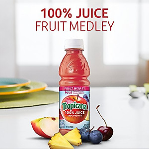 Tropicana 100% Juice, Fruit Medley, 10 fl oz (Pack of 15) - Real Fruit Juices, Vitamin C Rich, No Added Sugars, No Artificial Flavors