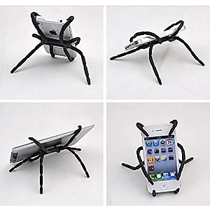 Aulzaju Universal Multi-Function Flexible Spider Phone Stand Car Holder Hanging Mount for iPhone,Moto,Google,Oneplus,Samsung,Andriod All Mobile Phones in Car Bicycle Desk Plane (4 Pack Black)