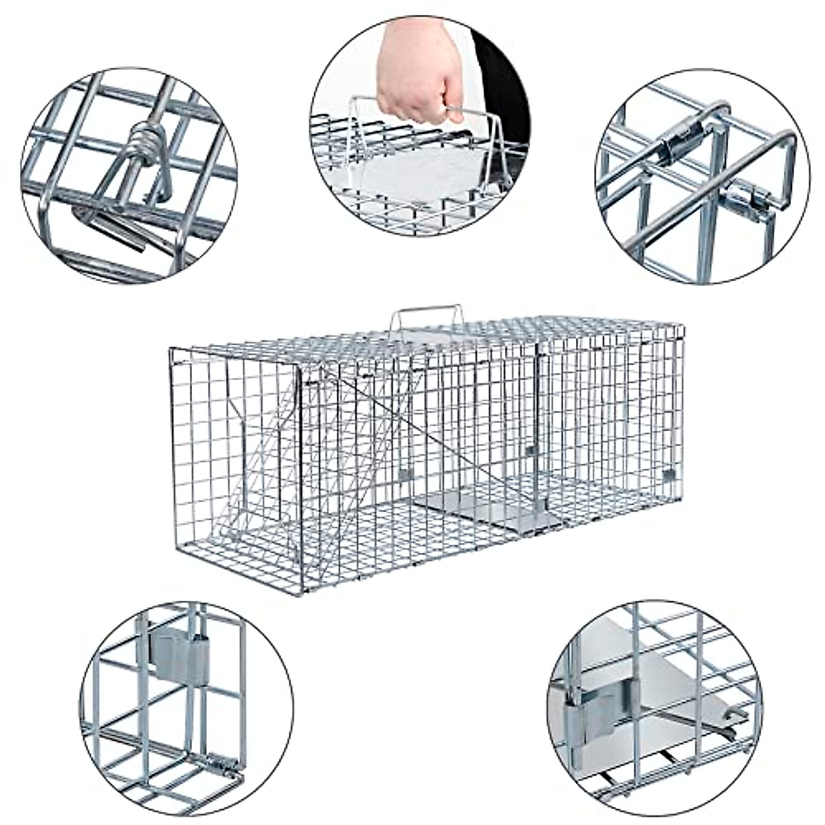 Toriexon Large Live Catch Animal Traps 42 X 15 X 17Inch, Live Animal Trap Easy to Set and Release, Collapsible Large Animal Catcher Cage for Large Dogs, Foxes