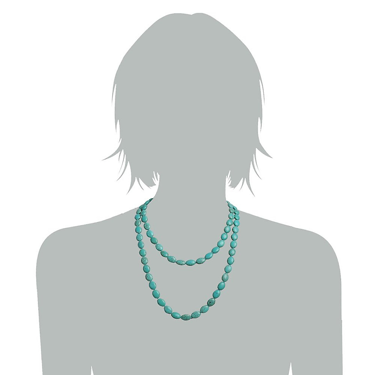 Jane Stone Funky Oval Shape Necklace Turquoise Double Strand Layers Cluster Necklace Pendant Bib Jewelry (Turquoise)