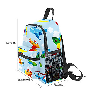 ZXIVGOQFR Schoolbag for Boys Girls Cute Kid's Toddler Backpack Cute Cartoon Airplane Helicopter Pattern Kindergarten Bag