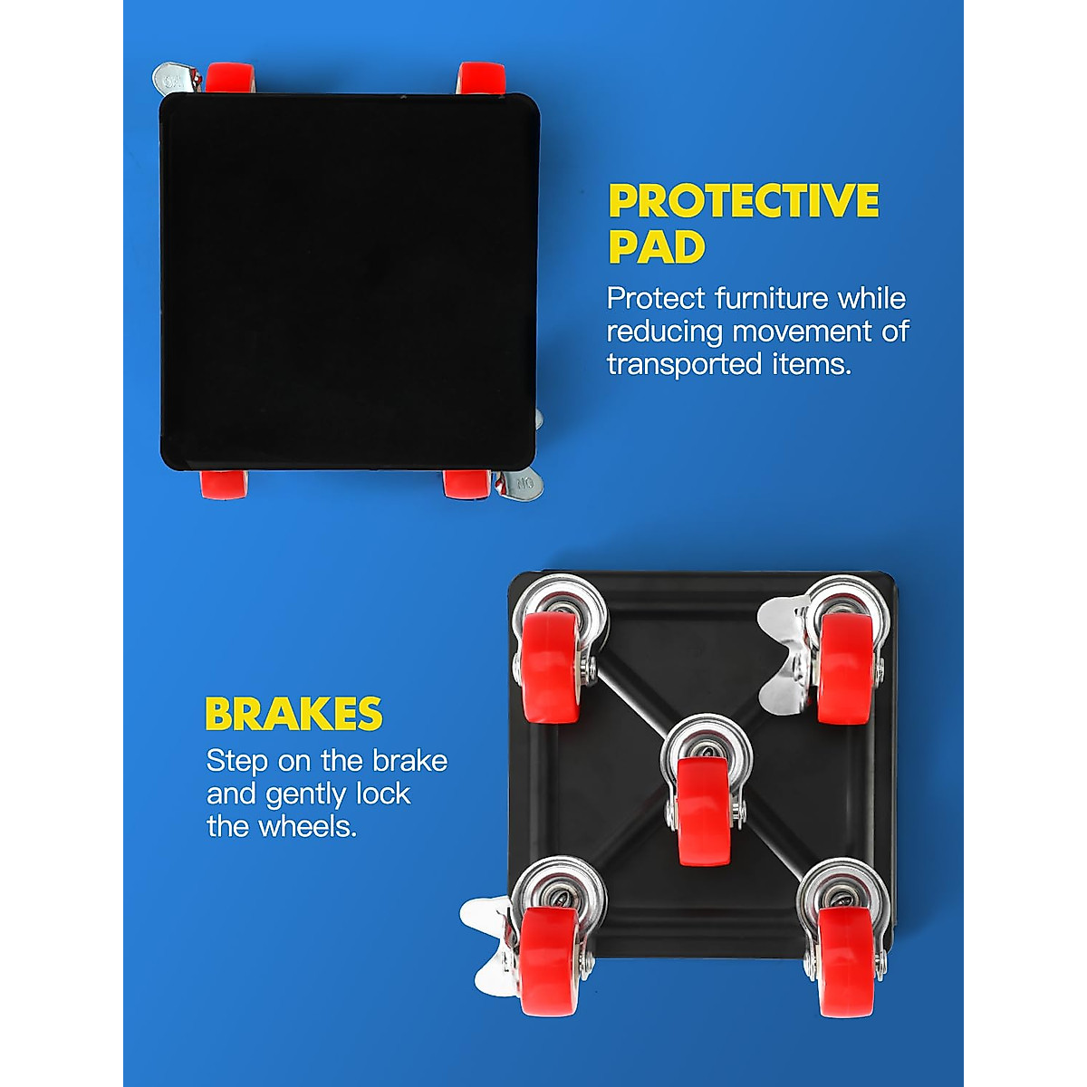 Heavy Duty Furniture Movers with Wheels and Moving Dolly, Includes Furniture Lifter Jacks Tool Set, Gliders, Sliders, 5 Rollers Casters Cart. Easily Move Furniture, Piano, Equipment