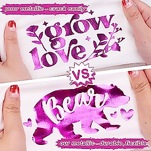 WRAPXPERT Foil HTV Soft Metallic Heat Transfer Vinyl Roll Chrome 12" x 5ft Iron on Vinyl for Shirts, Easy to Cut and Transfer for Garments, DIY T-Shirts,Rose Pink