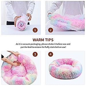 BEAUTYHB Calming Dog Bed and Cat Bed, Anti Anxiety Pet Bed Dog Mat Round Fluffy Dog Bed for Small Pets, Kitten Bed for Indoor Cats, Comfortable Warm and Washable Dog Beds for Small Dogs (24"/28"/32")