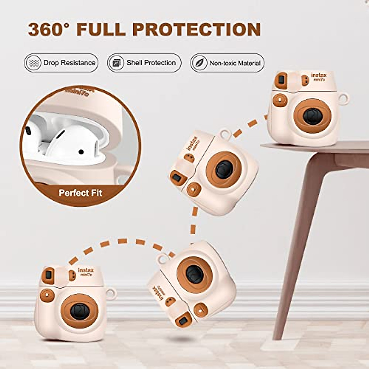 MOLOVA Case for Airpods 1&2, 3D Fashion Cartoon Stylish Cute Funny Cartoon Camera Anti-Drop Case with Keychain for Women Girls Teens(Cartoon Camera)