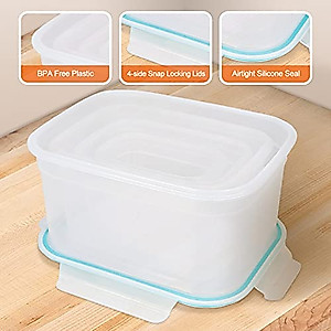 LIHOOOOM Food Storage Containers with lids, 8-Piece BPA-Free Meal Prep Rectangle Containers Plastic Leak-Proof Containers for Cereal, Flour and Sugar 3.5L, Green