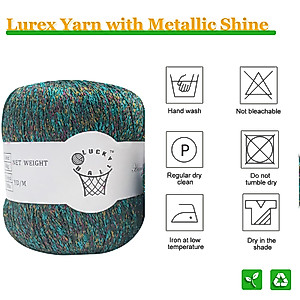 80g Sparkle Silver Lurex Thread Shining Yarn, Metallic Crochet Thread Yarn for Crocheting, Sparkle Metallic for Knitting Clothes, Car Charm, Keychain Charm(Jade)