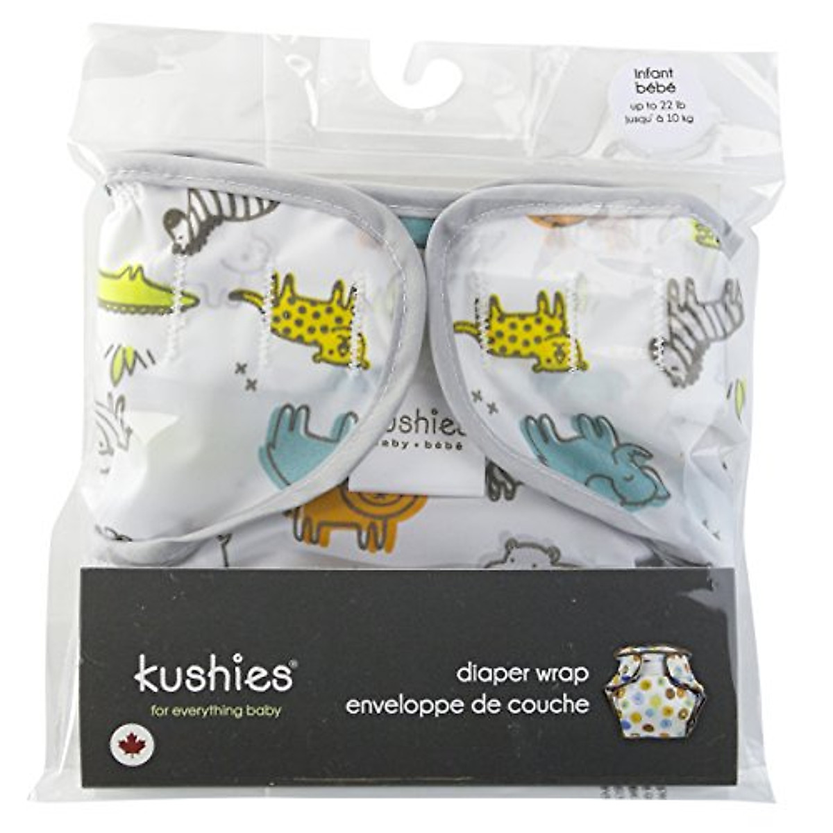 Kushies Baby Infant Waterproof Diaper Wrap, White Safari
