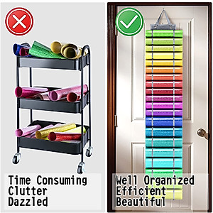 CareforYou Vinyl Roll Holder, Vinyl Storage Organizer with 48 Roll Compartments for Large Vinyl Rolls,Door/Closet Hanging/Wall Mounting Vinyl Holder,Space Saving Organization for Craft Room