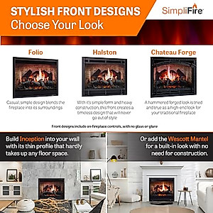 SimpliFire Inception 36" Electric Fireplace with Mantel Option - Digital Spark Technology True-to-Life Flames, Glowing Embers, Hand-Painted Logs, WiFi IntelliFire App, Voice & Remote Control - Folio