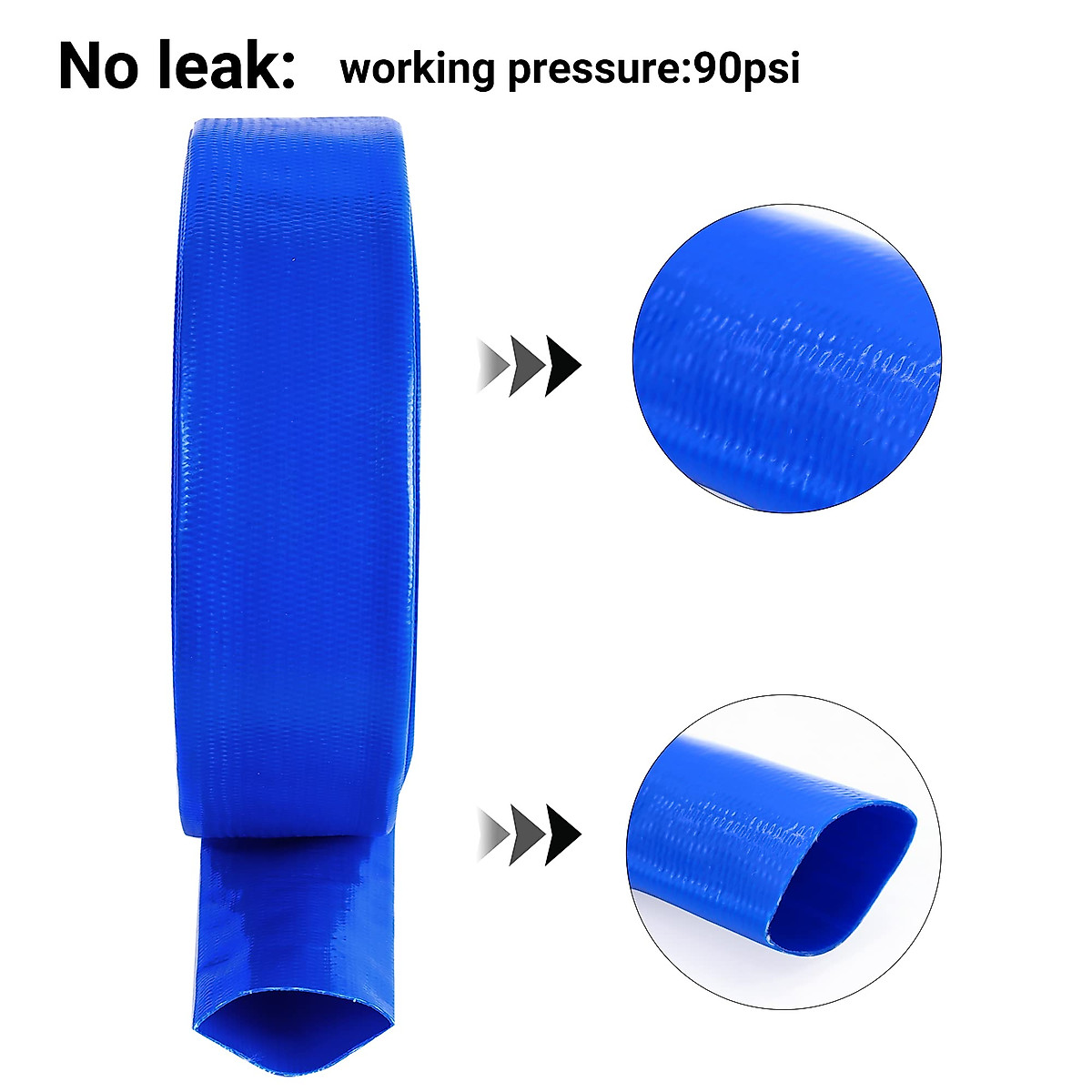 2" x 50 FT Pool Backwash Hose Blue Heavy Duty Reinforced PVC Lay Flat Water Discharge Hose for ...