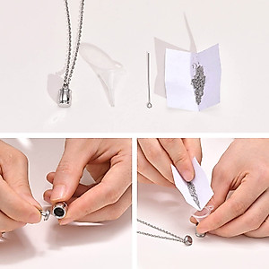 KETIME 4pcs Stainless Steel Cylinder Urn Necklace for Memorial Locket Pendant Jar Keepsake Cremation Jewelry