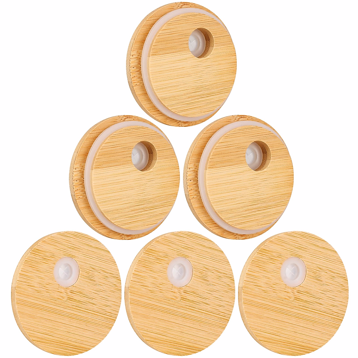 Bamboo Lids For Glass Cups, Replacement Bamboo Canning Lids for Regular Mouth 16OZ/20OZ/24OZ Glass Cups (6 PCS) Suitable for cups with inner diameter of 58 mm (6pcs)