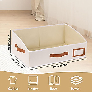 YheenLf Closet Storage Bins 1-Packs,Foldable Trapezoidal Storage Bins,Fabric Box with Handle,Used for Organizing Clothing,Toilets,Towels,Books,Beige,19.7x11.4x8.3in
