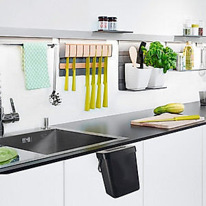 COMODA Kitchen Compost Bin for Countertop, Mountable Indoor Compost Bucket Waste Bin with Lid, Hanging Small Trash Can with Lid Under Sink for Kitchen Bathroom, black, LK065QTCQS365J85