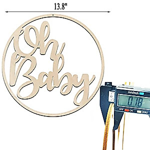 13.8in Oh Baby Sign for Baby Shower Backdrop Gold Wooden Baby Shower Banner Sign for 1st Birthday Backdrop,Oh Baby Wood Sign for Wall Photo Props,Baby Announcements (Wooden Color)