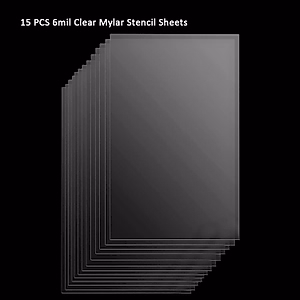 15 Pack 6 Mil Blank Stencil Sheets 12 x 24 inch Mylar Sheet Clear PET Blank Stencil Making Sheet Blank Mylar Templates for DIY Art Craft, Cricut, Silhouette, Vinyl Cutting