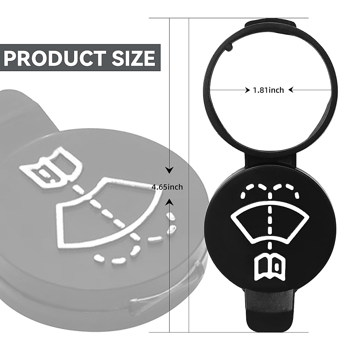 Windshield Wiper Washer Fluid Reservoir Tank Bottle Cap Replacement Parts OEM # 12767700 13227300 19172571 12788573, Compatible with GMC Chevrolet Cadillac Buick (Black)