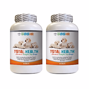 Dog Hair and Skin Supplements - Dogs Total Health Complex - Hair Coat Skin Teeth Gums Eye Urinary Support - Immune Booster - Vitamin c for Dogs Pills - 120 Tablets (2 Bottles)