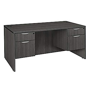 Regency Legacy Double Pedestal Desk with Four Drawers, 60", Ash Grey