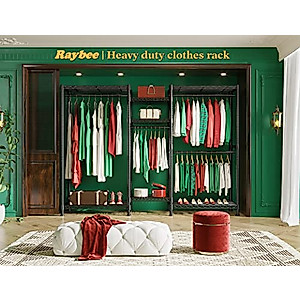Raybee Clothes Rack Heavy Duty Clothing Racks for Hanging Clothes 725LBS Capacity Metal Clothing Rack Heavy Duty Wire Garment Rack Freestanding Portable Clothes Rack Sturdy 77" H x 70.5" W x 13.8" D