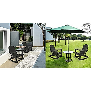 Adirondack Rocking Chair Outdoor Patio Rocker Adirondack Chairs HDPE Plastic Weather Resistant Lawn Chair for Porch Balcony Garden Beach Backyard Black