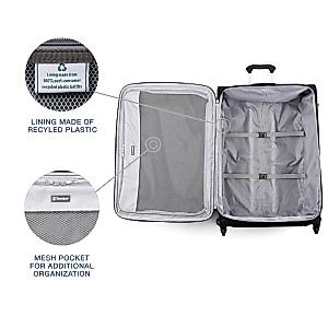 Travelpro Maxlite 5 Softside Expandable Checked Luggage with 4 Spinner Wheels, Lightweight Suitcase, Men and Women, Black, Checked Large 29-Inch