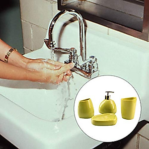 Beavorty Bathroom Accessories Set 4Pcs Acrylic Soap Dish Toothbrush Holder Tumbler Lotion Shampoo Dispenser for Farmhouse Bathroom Decor Green